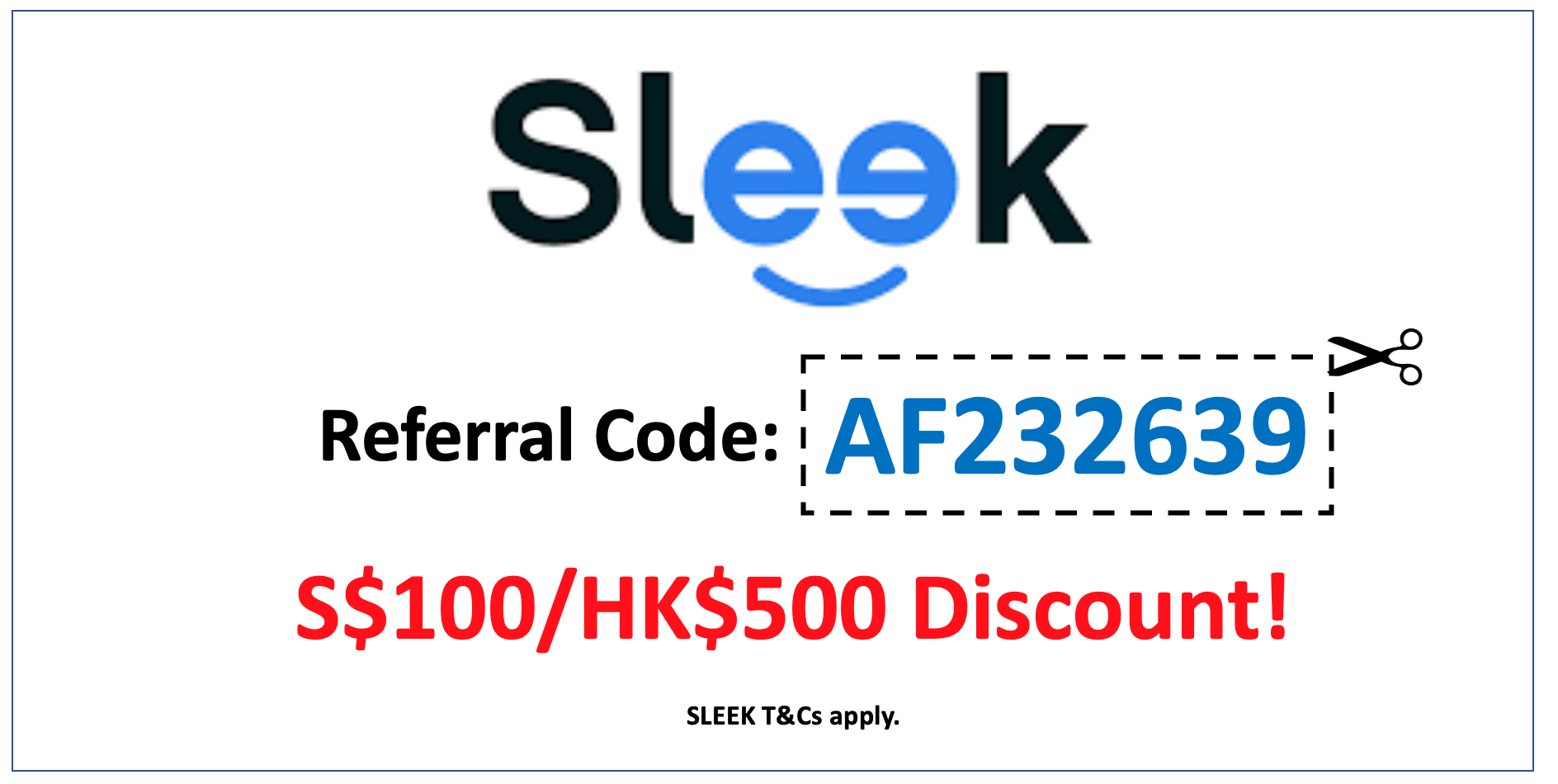 Sleek Referral Code 2026: AF232639 ($100 Bonus Discount)
